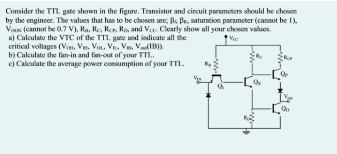 Consider the TTL gate shown in the figure. Transistor | Chegg.com