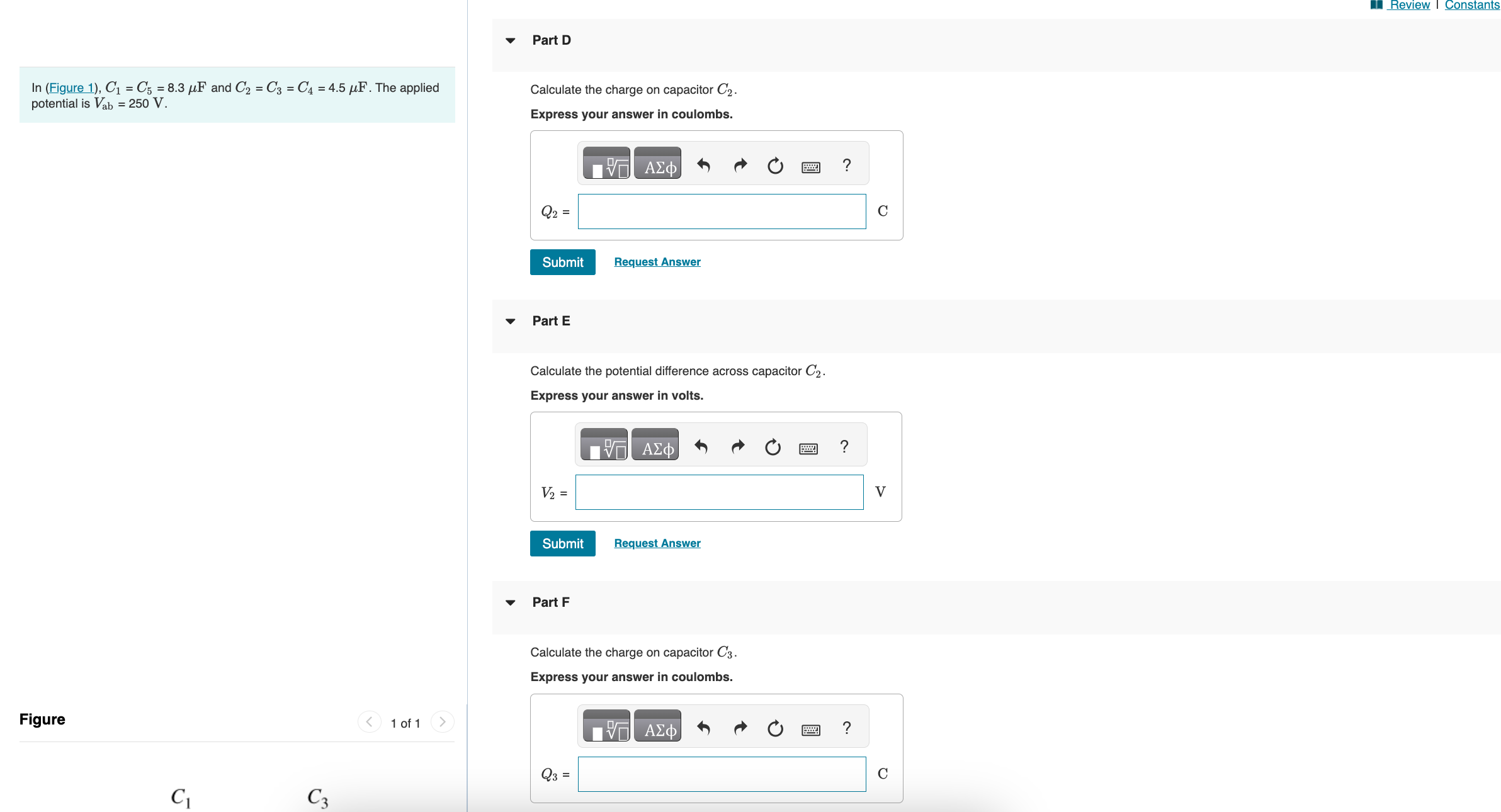 Solved In (Figure 1),C1=C5=8.3μF and C2=C3=C4=4.5μF. The | Chegg.com