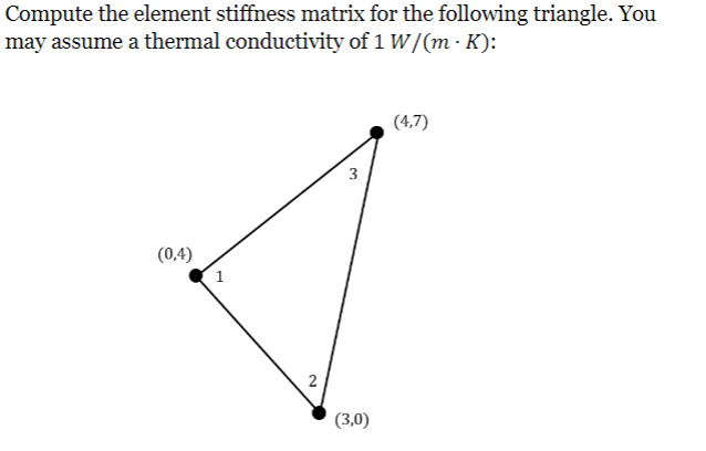 Solved Compute the element stiffness matrix for the | Chegg.com