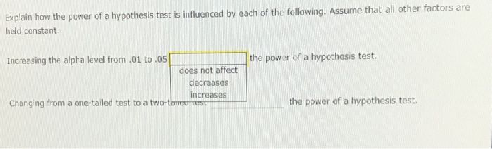 Solved Explain how the power of a hypothesis test is | Chegg.com