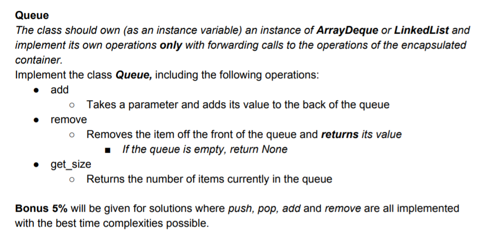 Solved Queue The Class Should Own As An Instance Variable 
