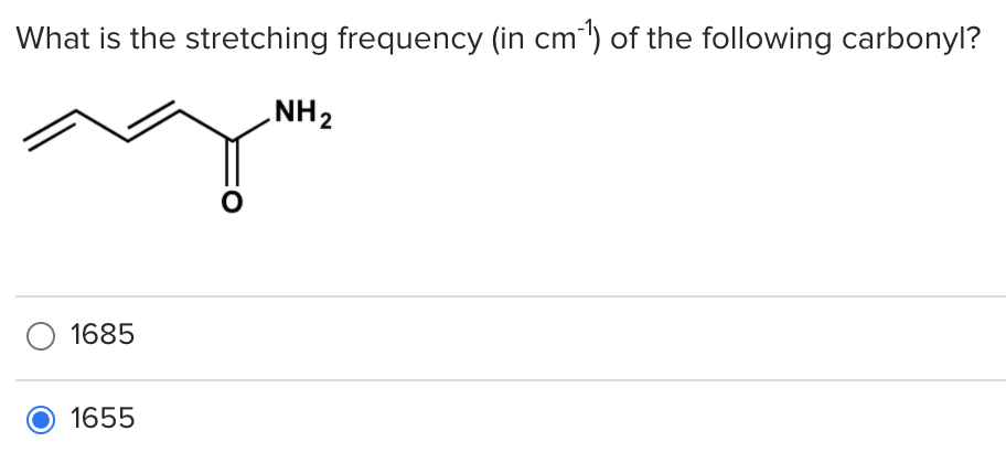 Solved What is the stretching frequency (in cm) of the | Chegg.com