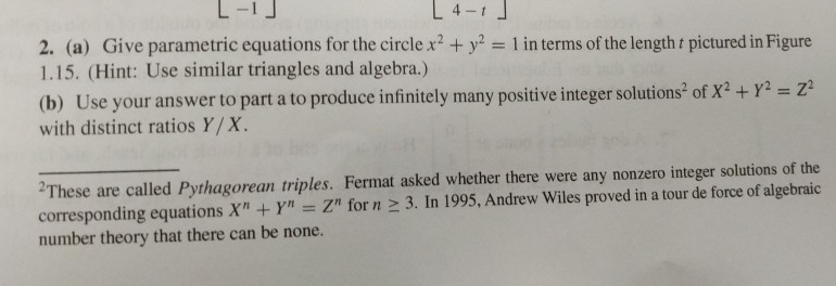 Solved L-I [ 4-1 ] 2. (a) Give parametric equations for the | Chegg.com