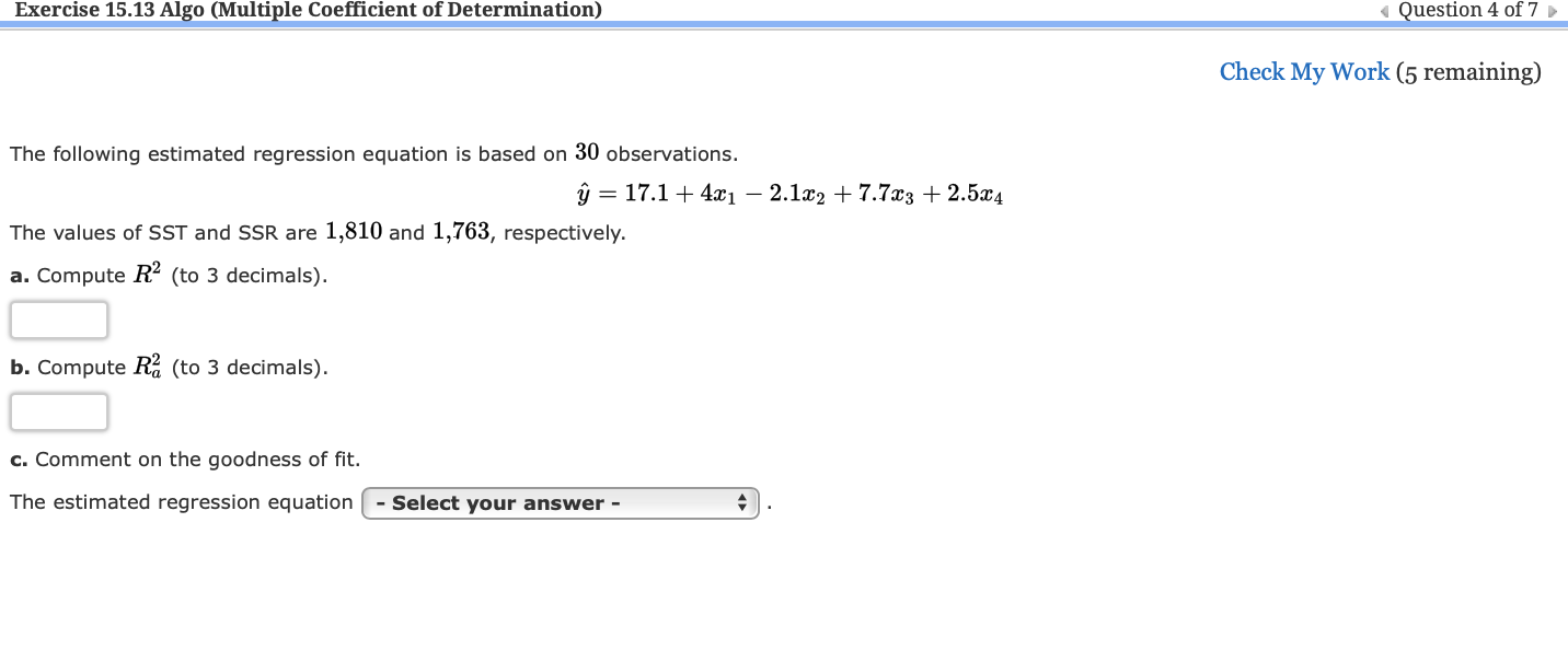 Solved Exercise 15.13 Algo (Multiple Coefficient of | Chegg.com