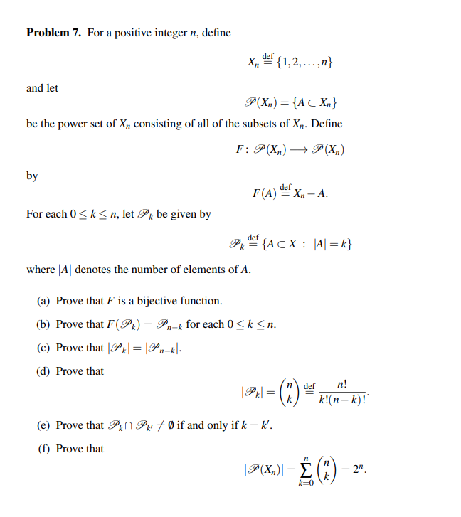 Solved Problem 7. For a positive integer n, define x, def | Chegg.com