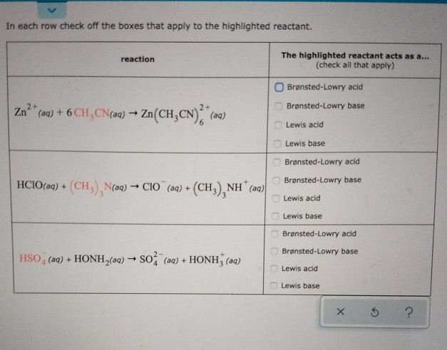 Solved In each row check off the boxes that apply to the | Chegg.com