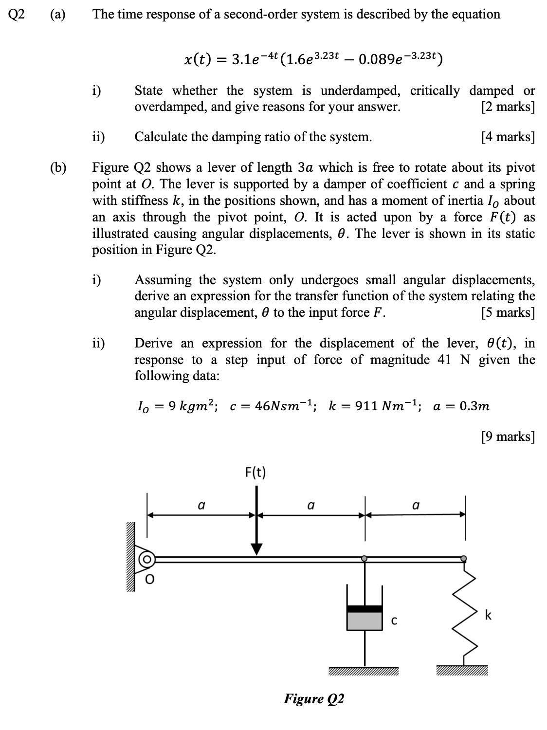 Solved (a) The time response of a second-order system is | Chegg.com