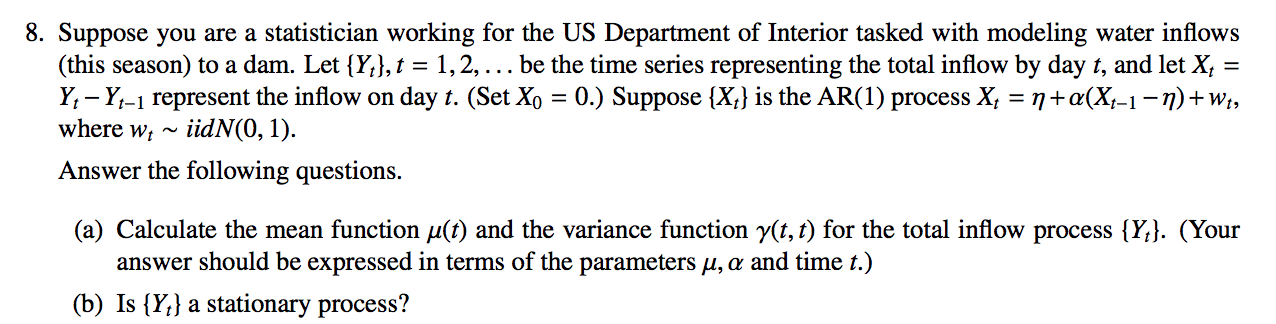 8. Suppose you are a statistician working for the US | Chegg.com