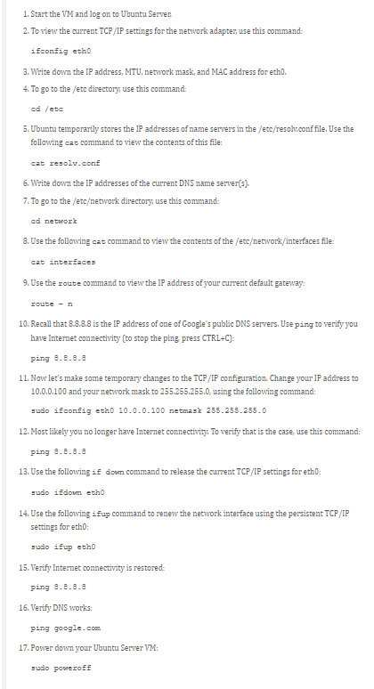 Solved Case Project 6-1: Configure TCP/IP in Ubuntu Server | Chegg.com