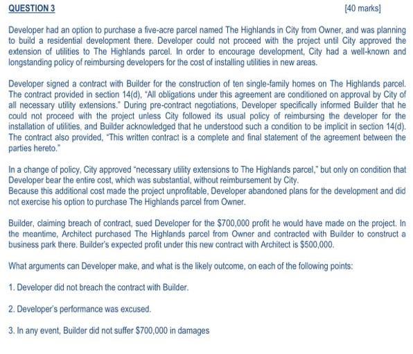 Solved Developer had an option to purchase a five-acre | Chegg.com