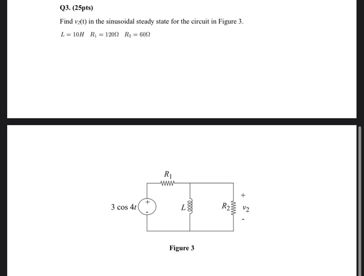 Solved Find v2(t) in the sinusoidal steady state for the | Chegg.com