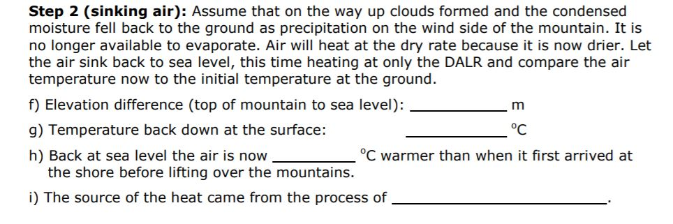 Solved Mountain top Altitude: Temperature: Lifting | Chegg.com