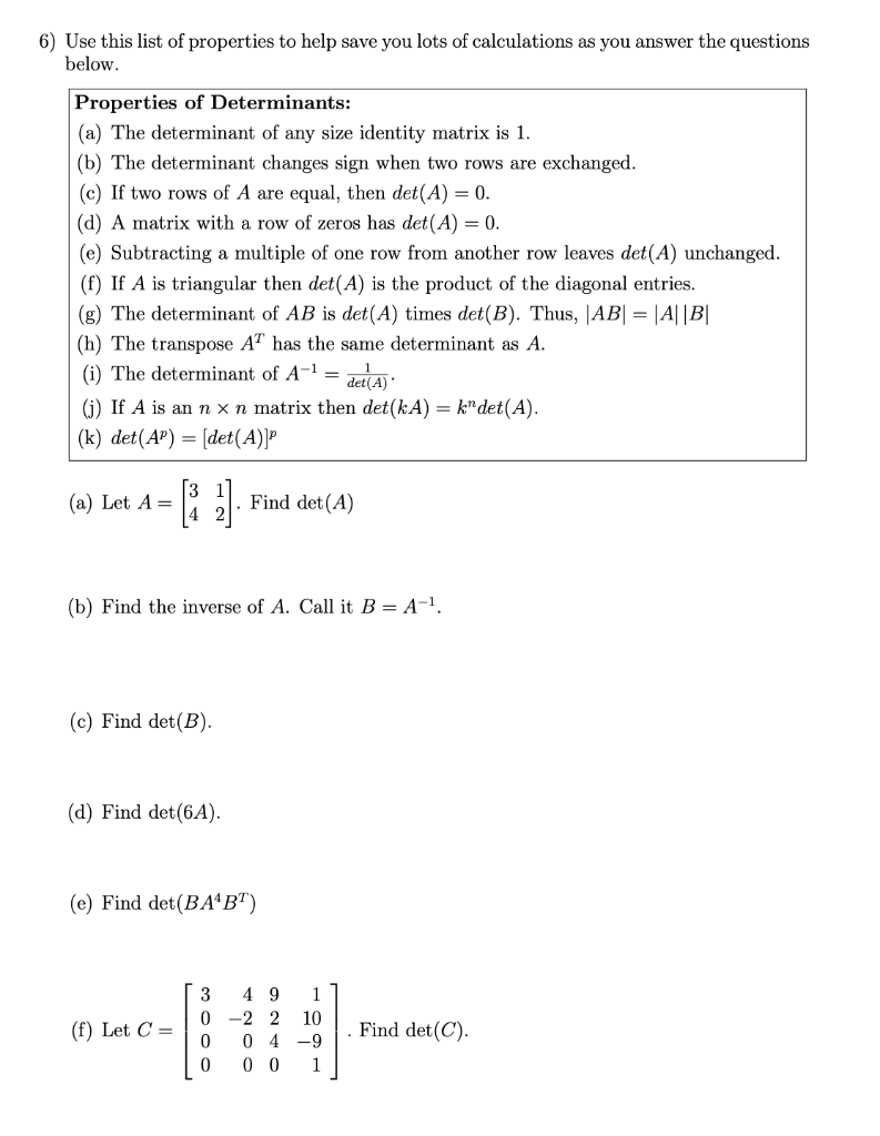 Solved 6) Use this list of properties to help save you lots | Chegg.com