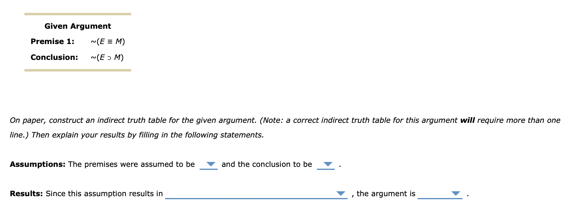 10. Multiline Indirect Truth Tables for Validity - | Chegg.com