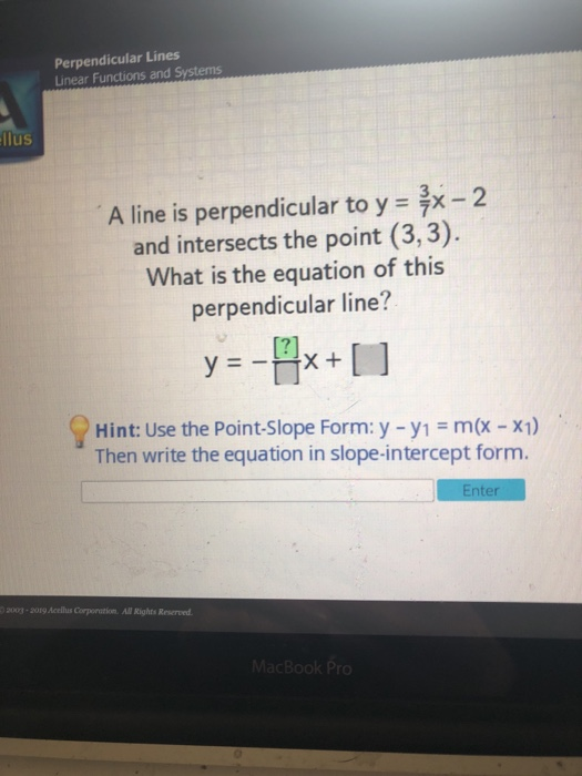 Solved Perpendicular Lines Linear Functions and Systems llus | Chegg.com