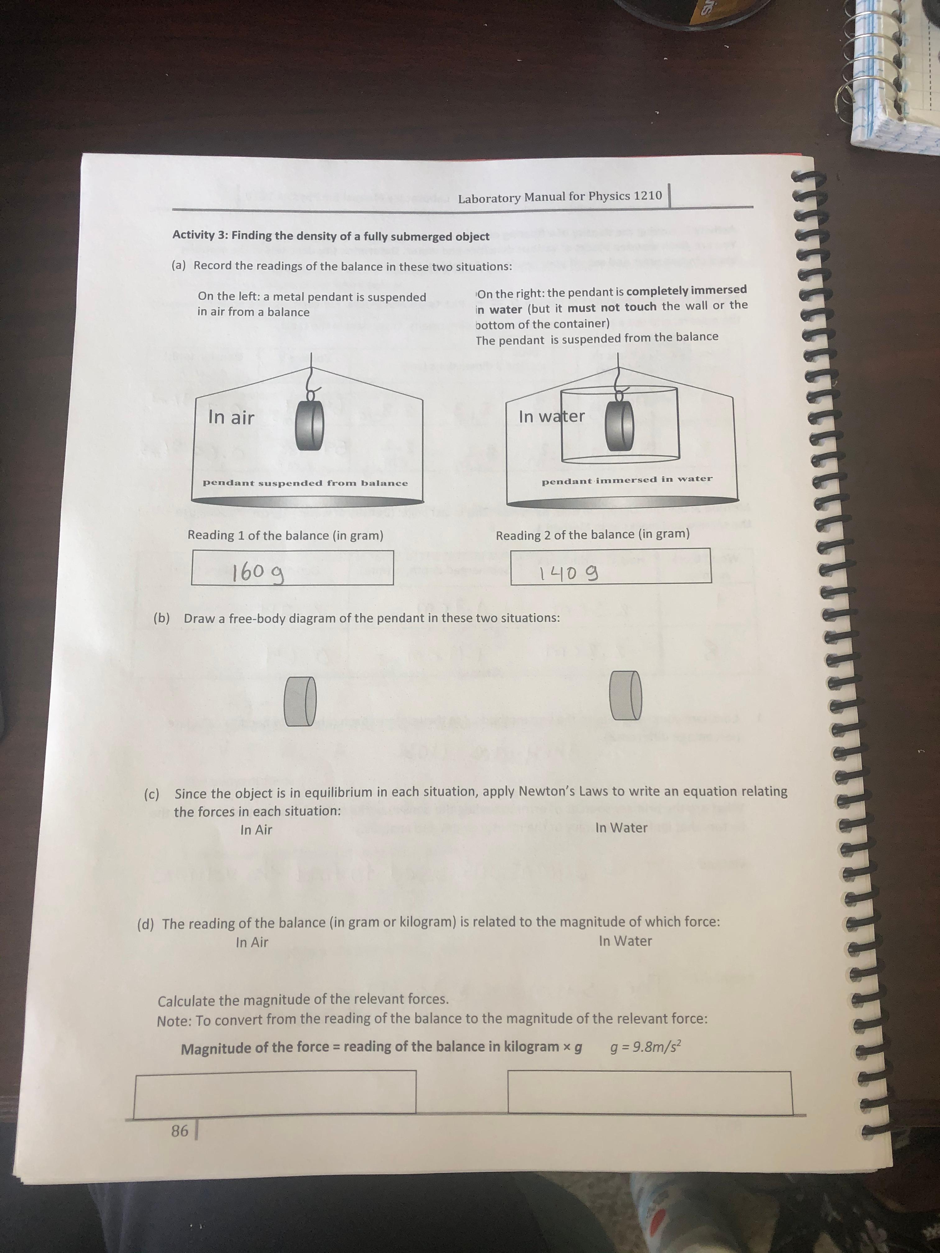 Solved 1 1 1 Laboratory Manual for Physics 1210 Activity 3: | Chegg.com