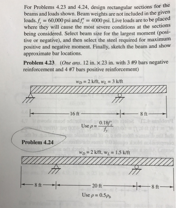Solved For Problems 4.23 and 4.24, design rectangular | Chegg.com