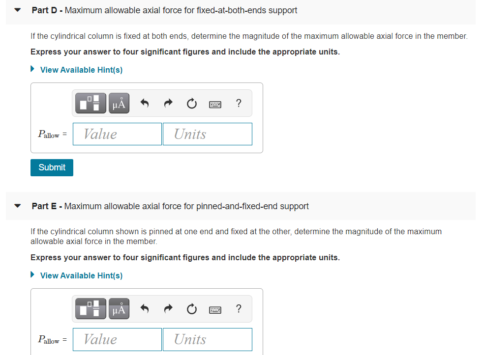 Solved Learning Goal: To determine the maximum allowable | Chegg.com