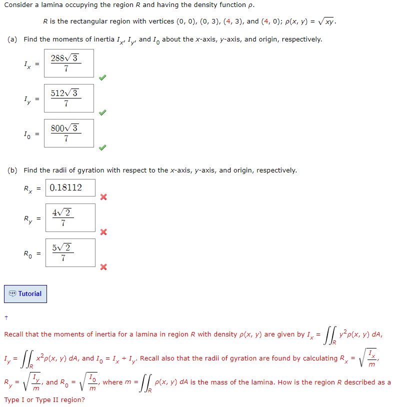 Solved Consider a lamina occupying the region R and having | Chegg.com