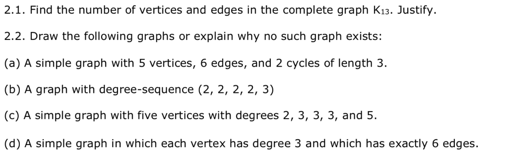 Solved 2.1. Find the number of vertices and edges in the | Chegg.com
