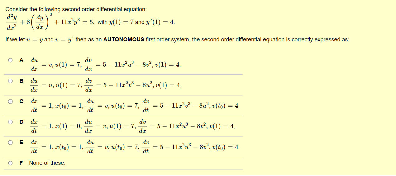 Solved Consider the following second order differential | Chegg.com