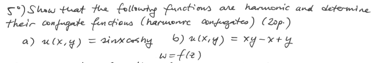 Solved 5∘) Show that the following functions are harmonic | Chegg.com
