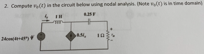 Solved Compute v0(t) ﻿in the circuit below using nodal | Chegg.com