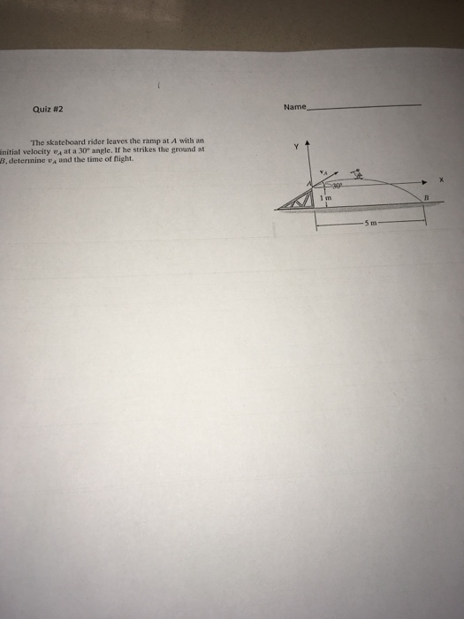 Solved The skateboard ride leaves the ramp at A with an | Chegg.com