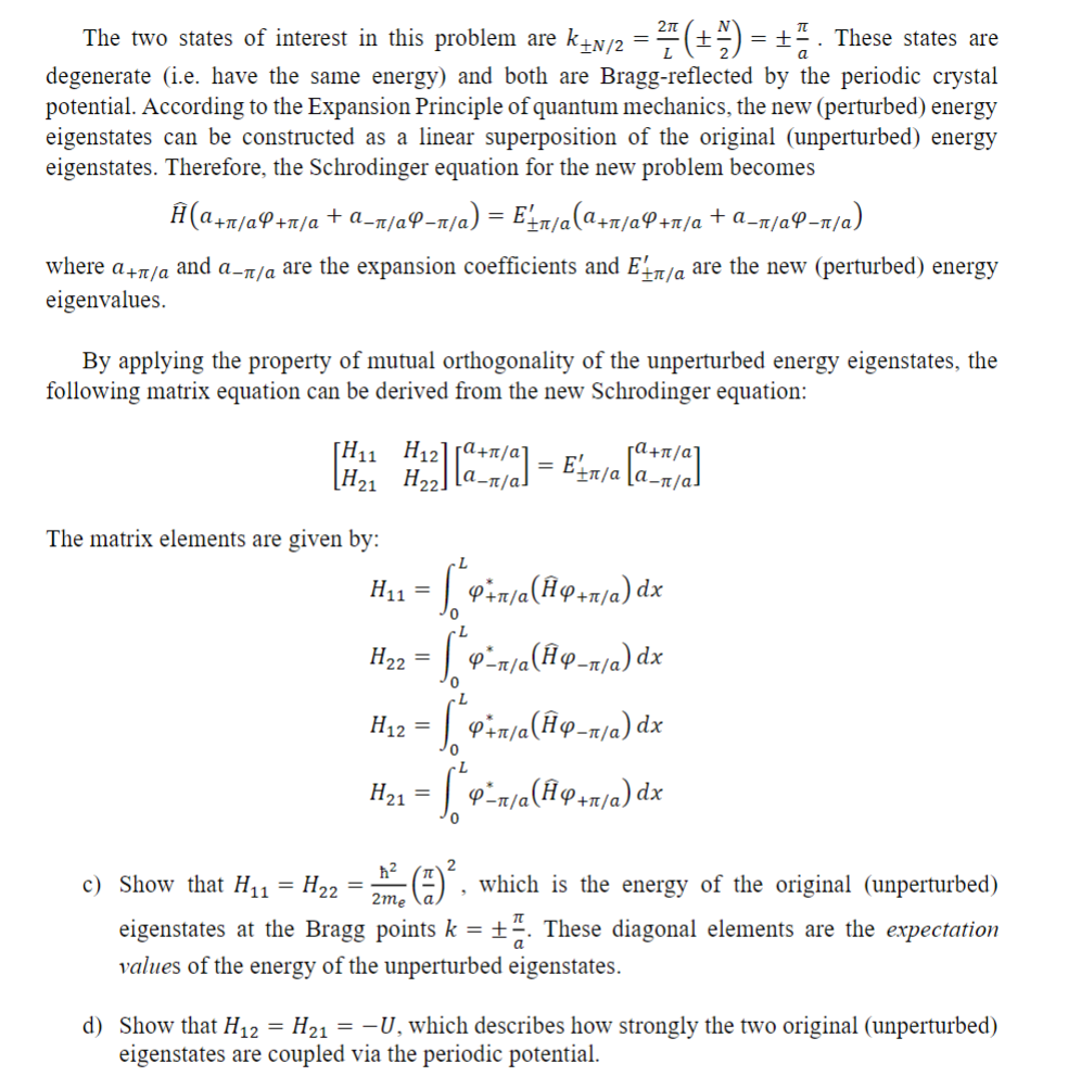 Solved The energy eigenstates and corresponding energy | Chegg.com