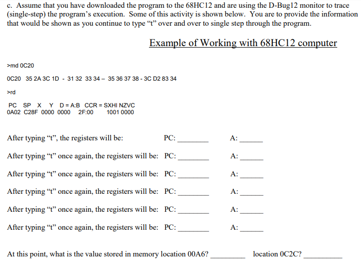 Here is the listing file for a program for the 68HC12 | Chegg.com
