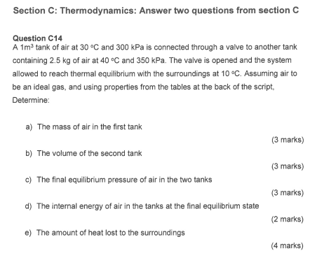 Solved Section C: Thermodynamics: Answer two questions from | Chegg.com