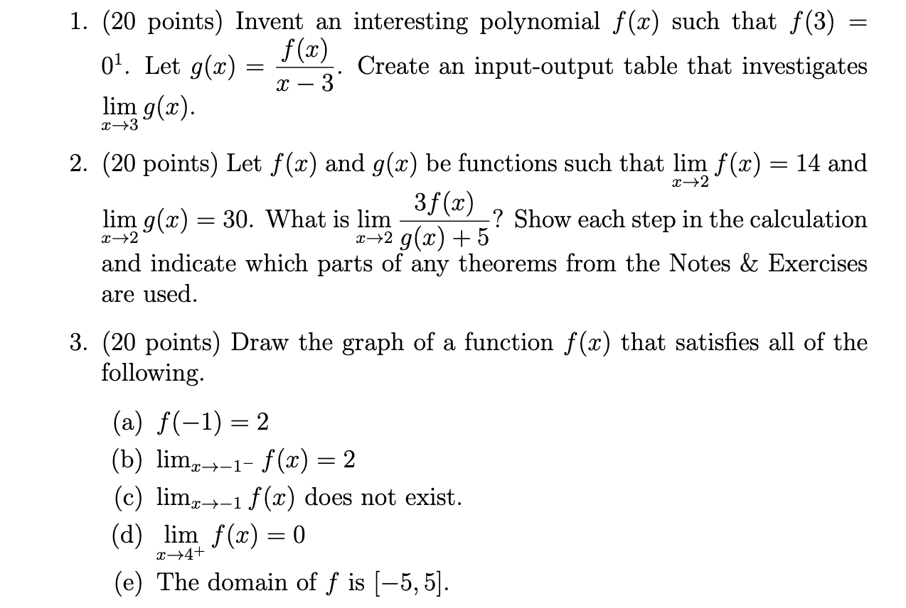 Solved 1. (20 points) Invent an interesting polynomial f(x) | Chegg.com