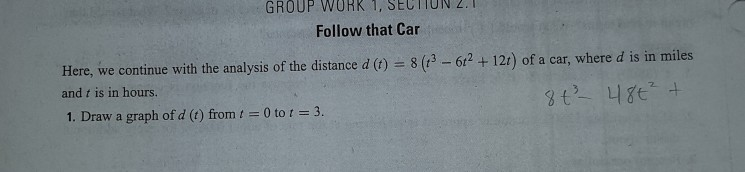 Solved GROUP WORK 1, SECTION 2.1 Follow that Car Here, we | Chegg.com