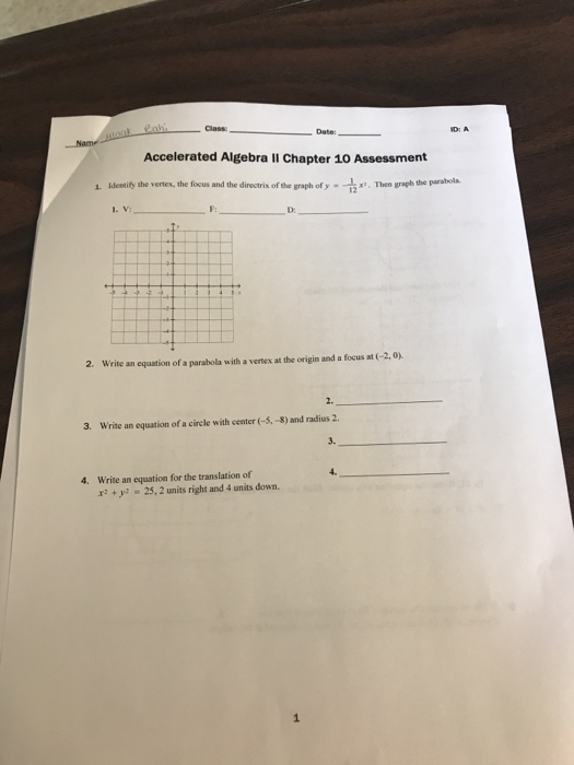 Solved Class D: A Accelerated Algebra II Chapter 10 | Chegg.com