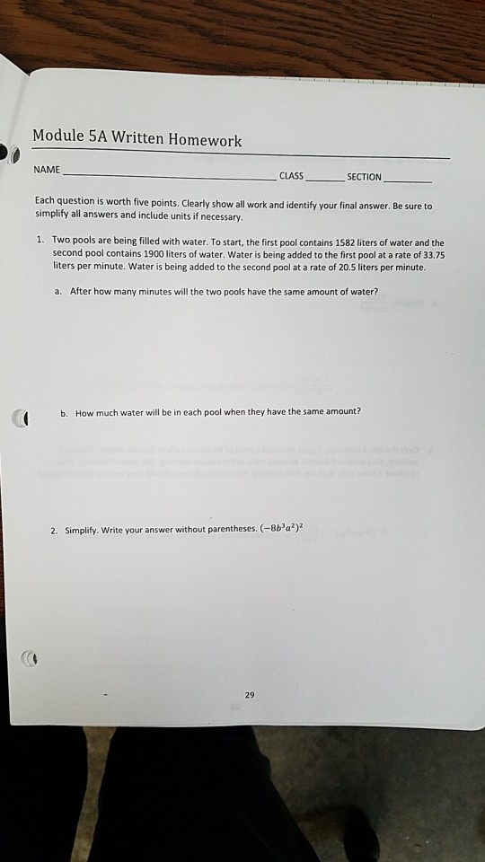 Solved Module 5a Written Homework Name Class Section Each