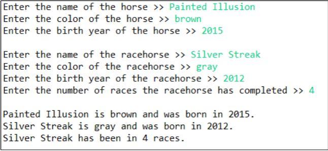 Solved Create a class named Horse that contains data fields | Chegg.com