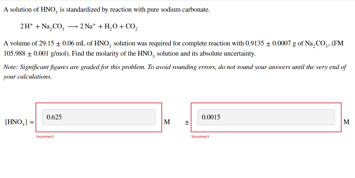 Solved A solution of HNO3 is standardized by reaction with | Chegg.com