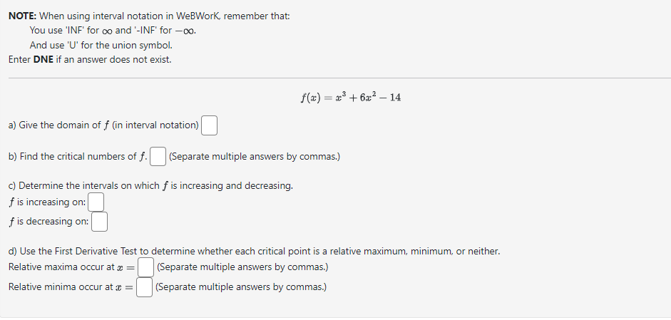 Solved NOTE: When using interval notation in WeBWorK, | Chegg.com