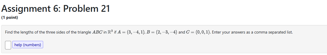 Solved Assignment 6: Problem 21(1 ﻿point)Find the lengths of | Chegg.com