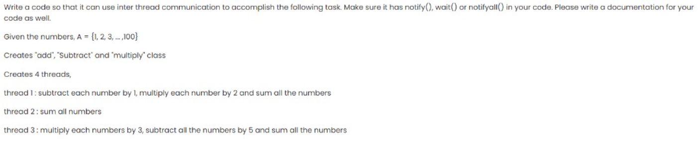 Write a code so that it can use inter thread | Chegg.com