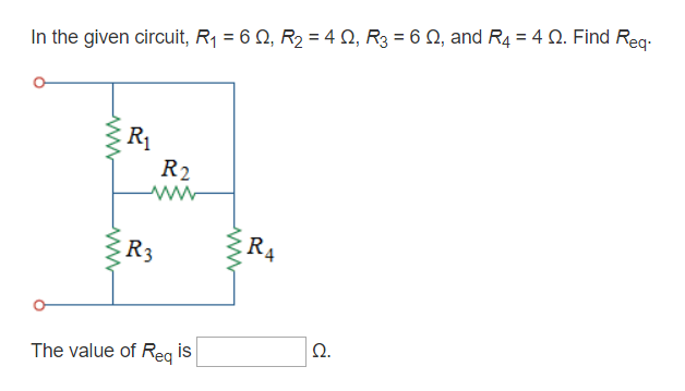 Solved In the given circuit, R1-6 Ω, R2-4 Ω, R3-6 Ω, and | Chegg.com
