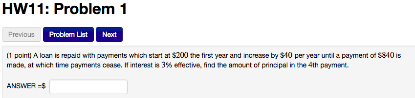 Solved HW11: Problem 1 Previous Problem List Next (1 point) | Chegg.com