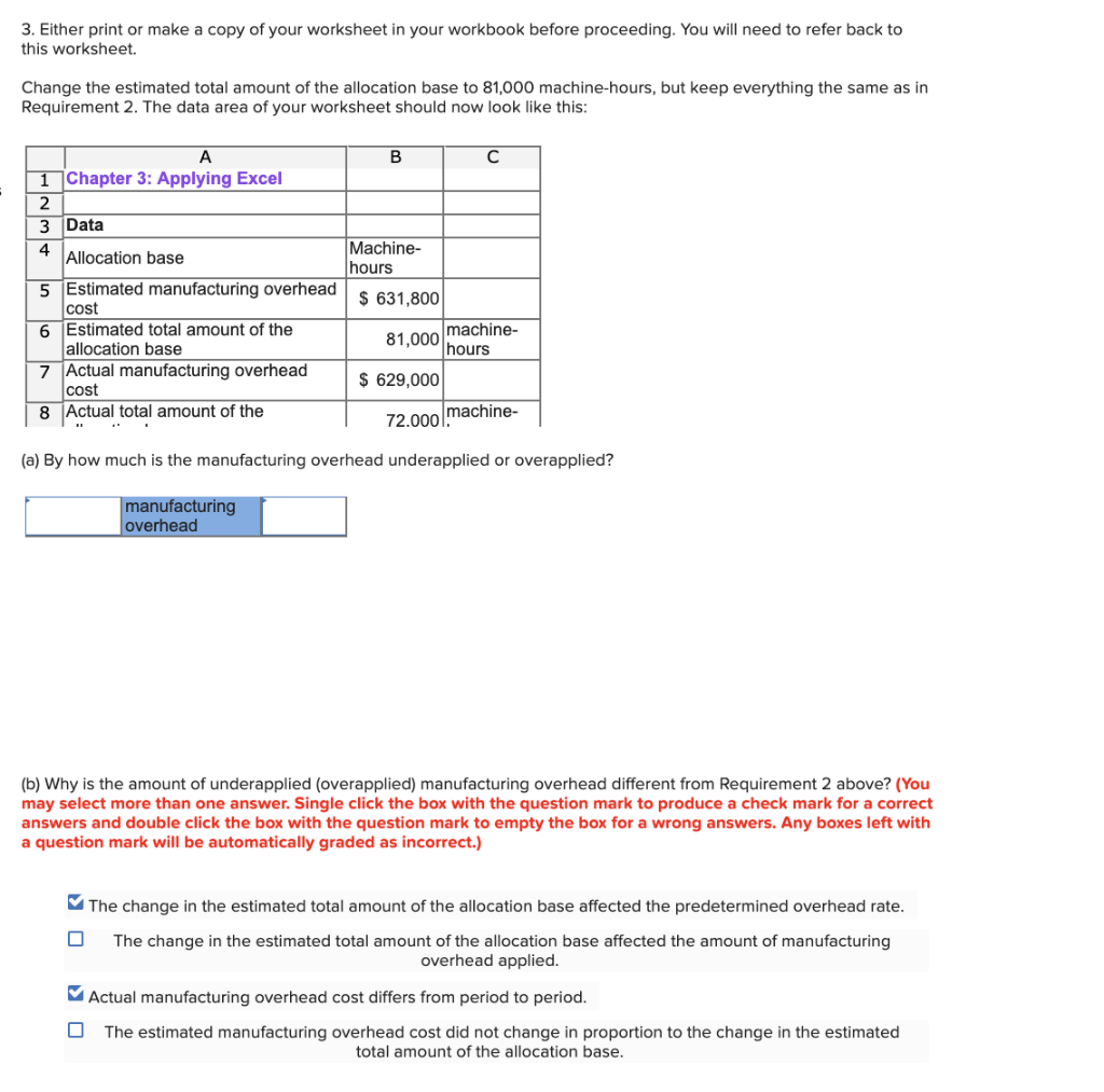 Solved Chapter 3: Applying Excel Data Allocation base | Chegg.com