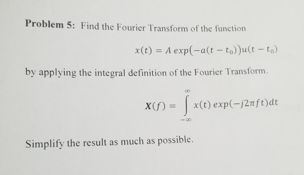 Solved Problem 5: Find the Fourier Transform of the function | Chegg.com