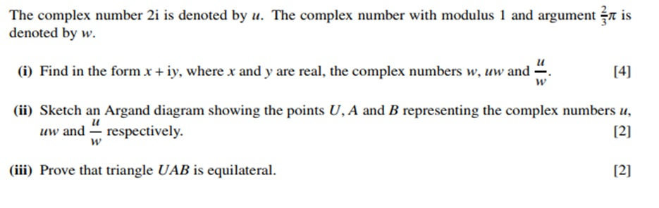 Solved The complex number 21 is denoted by u. The complex | Chegg.com