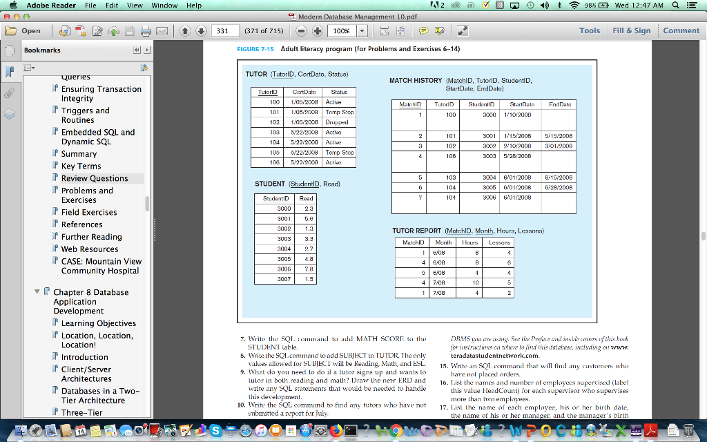 Solved Create the tables and insert the data shown in the | Chegg.com