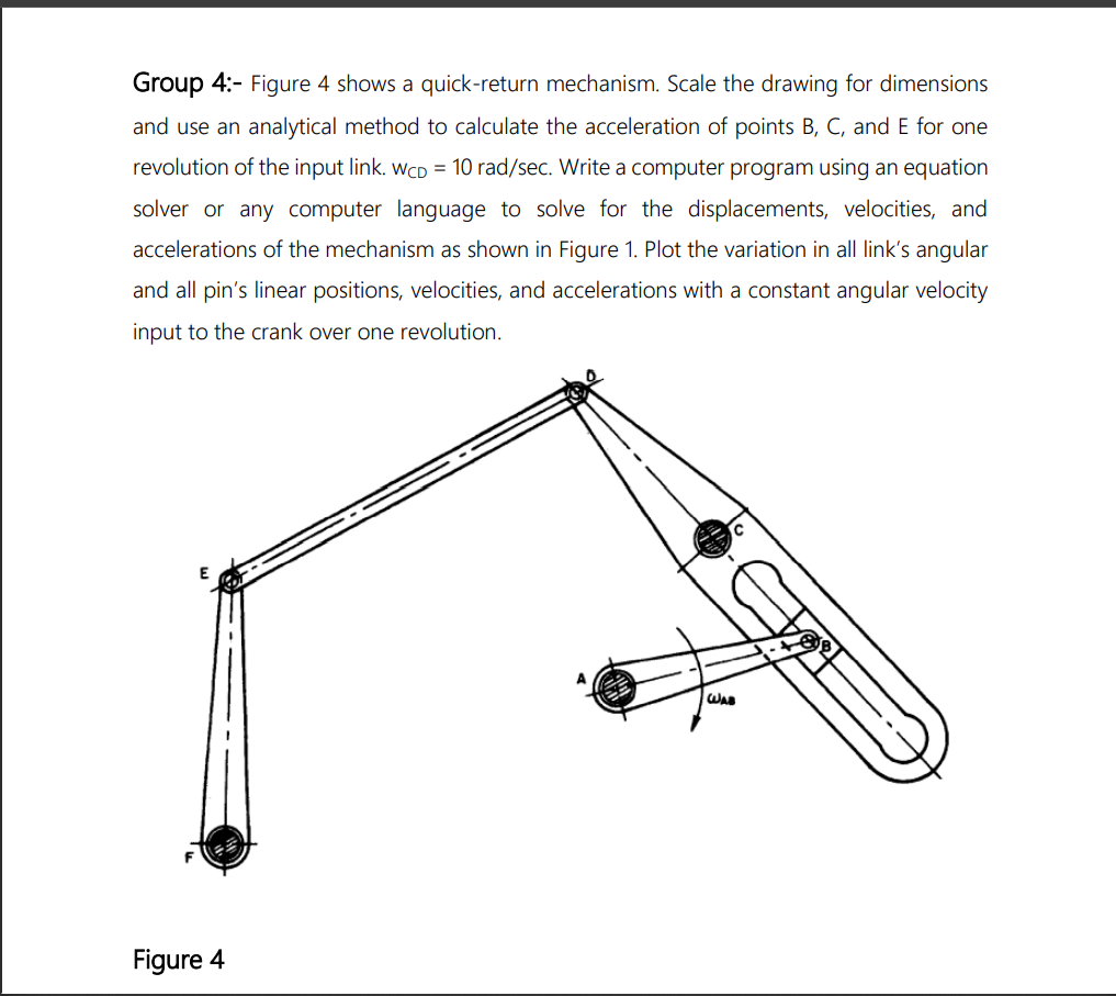Solved Group 4:- Figure 4 shows a quick-return mechanism. | Chegg.com