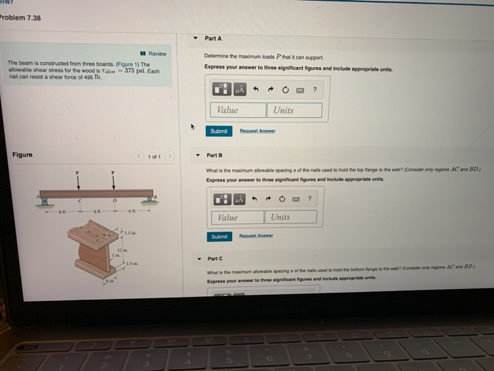 Solved Problem 7.38 Part A Review The beam is constructed | Chegg.com