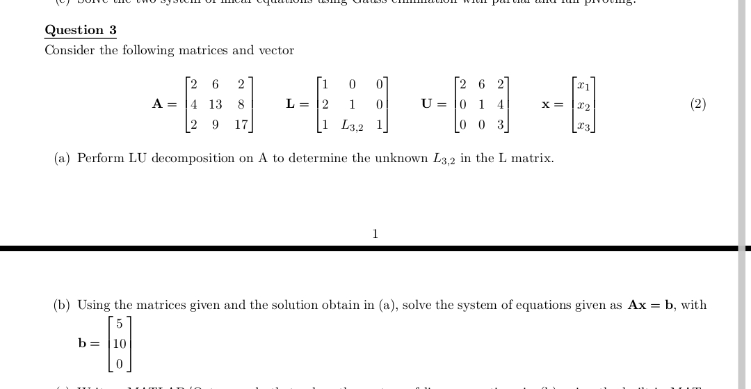 Solved Consider the following matrices and vector | Chegg.com