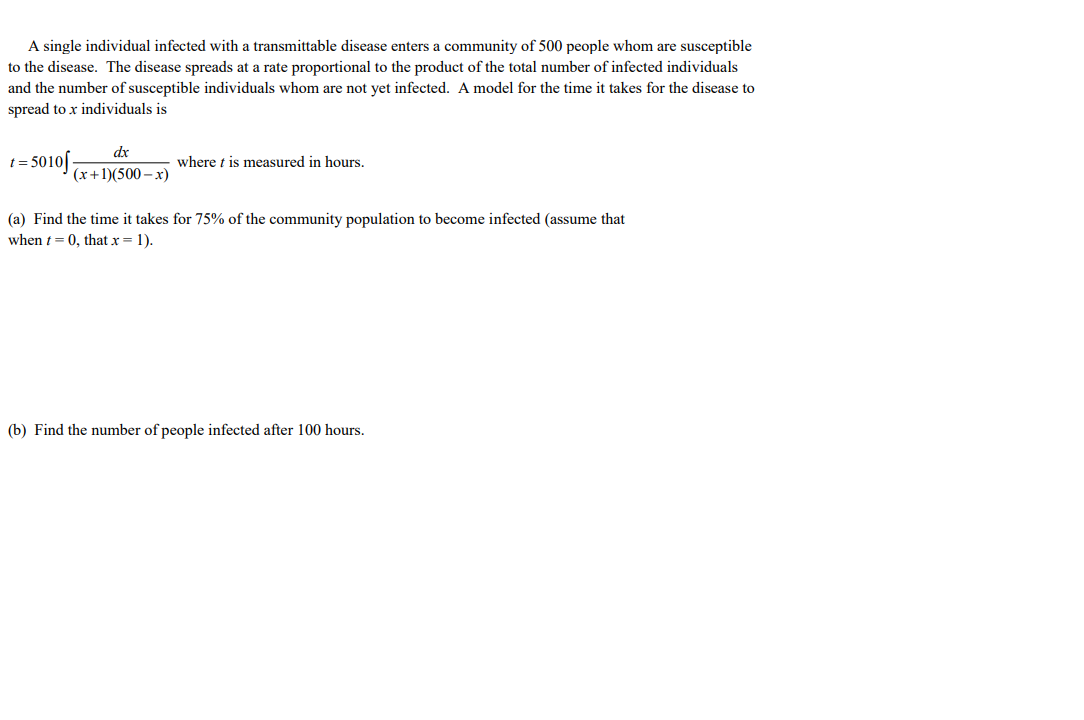 Solved A single individual infected with a transmittable | Chegg.com